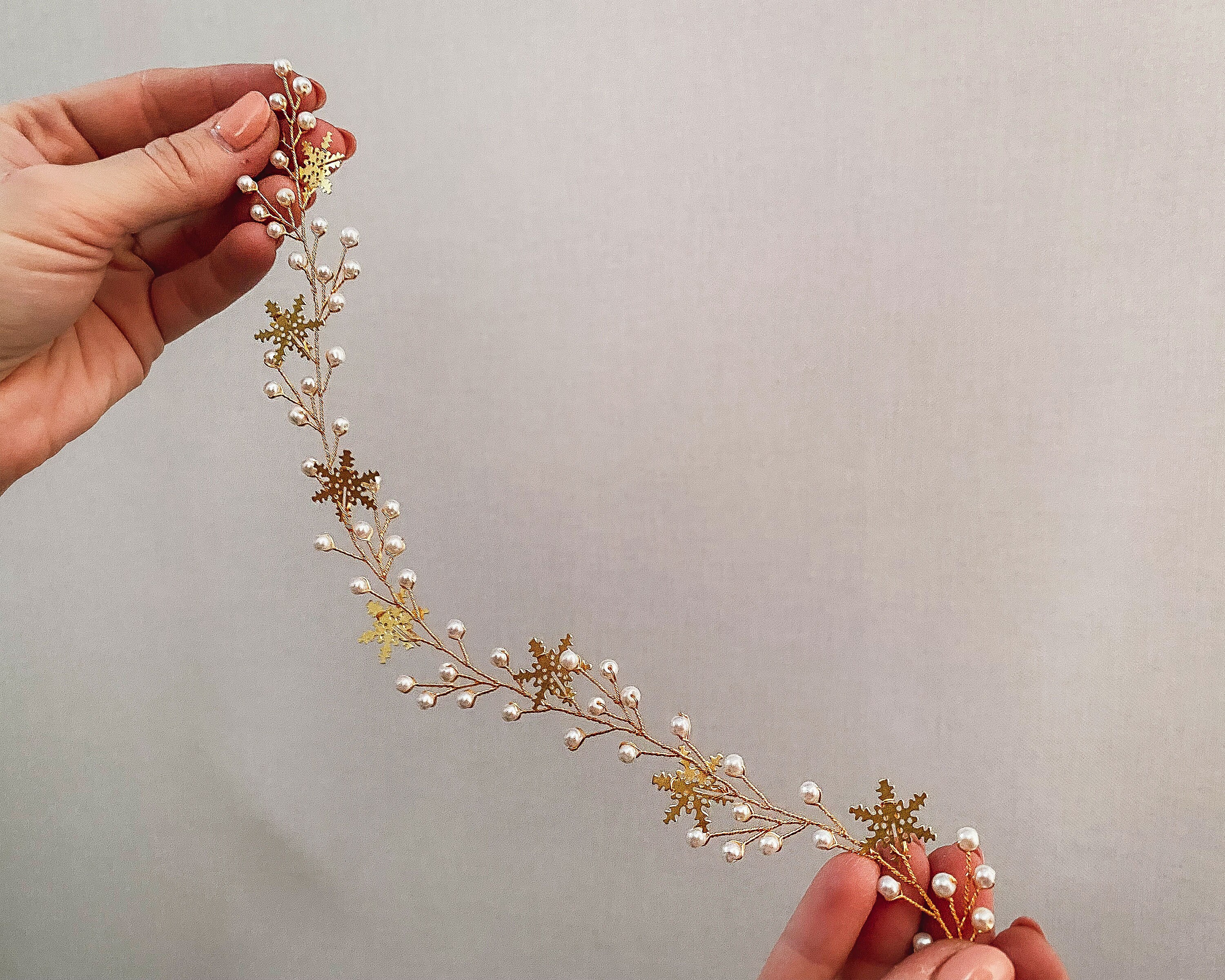 Snowflake Tiara Gold Snowflake Hair Accessories Winter Bridal | Etsy