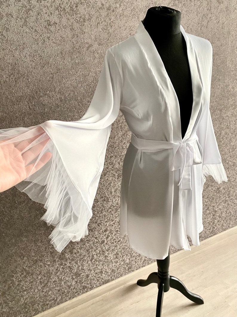 Ruffle Edge Bridal Robe Satin Ruffle Robe Ruffle Lace Robe - Etsy