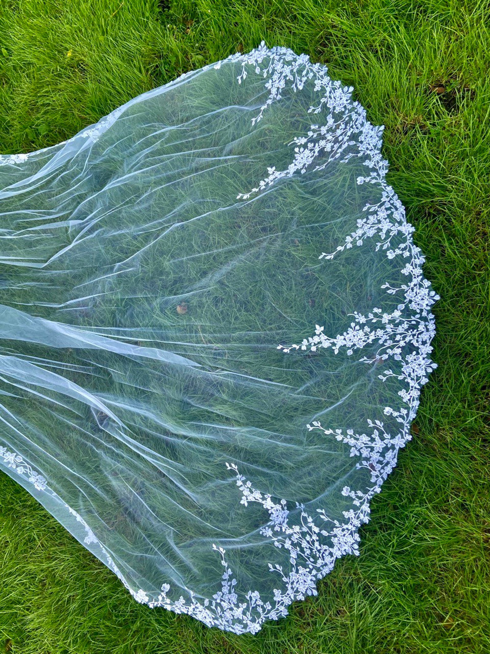 Flower Wedding Veil Cathedral Veil Boho Wedding Veil Chapel - Etsy