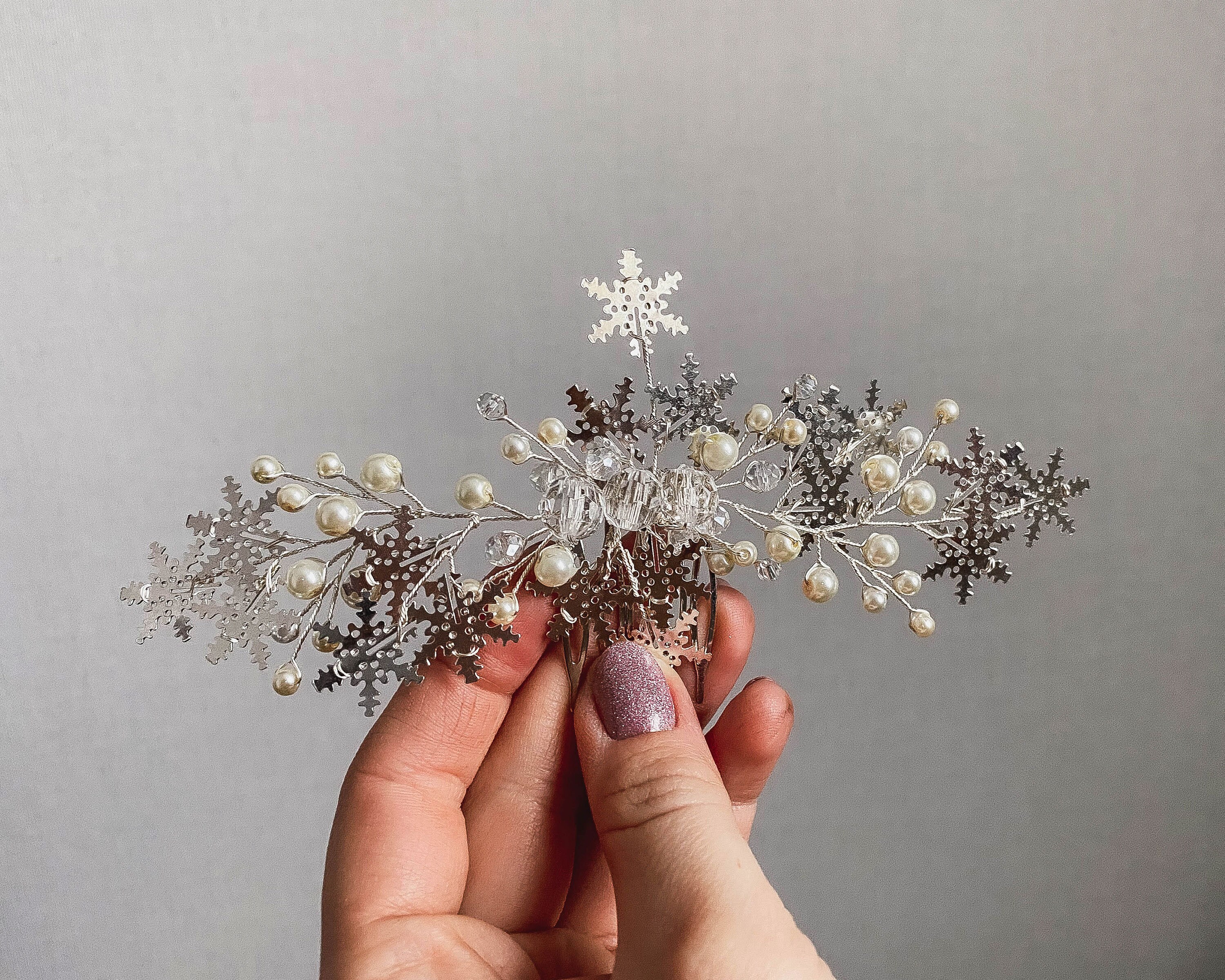 Snowflake Hair Vine for Winter Wedding Hair Comb Snowflake | Etsy