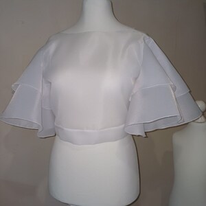 Organza Transparent Jacket Organza Wrap Puff Sleeve Shrug Bridal Cover ...