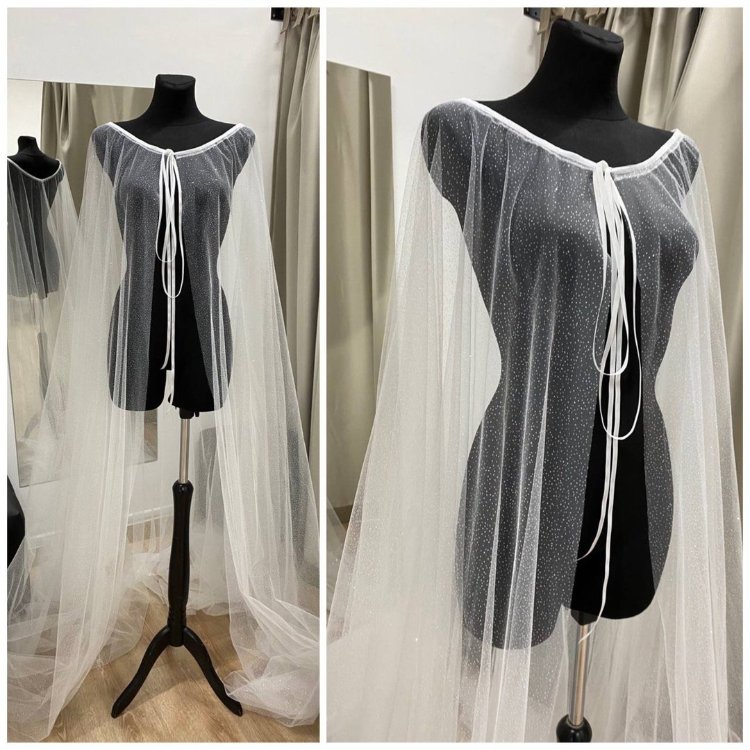 Cathedral Cape Veil Wide Bridal Cape Transparent Wedding Cape Wedding ...