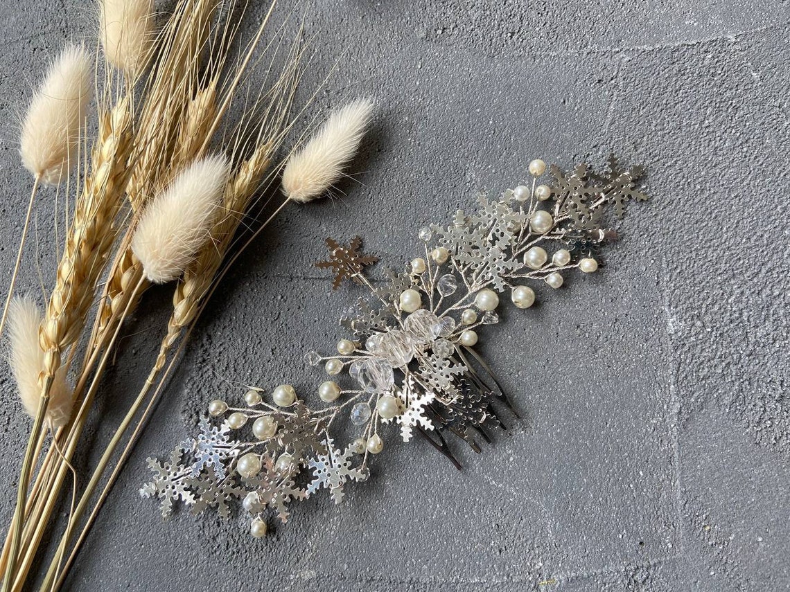 Snowflake Hair Vine for Winter Wedding Hair Comb Snowflake - Etsy