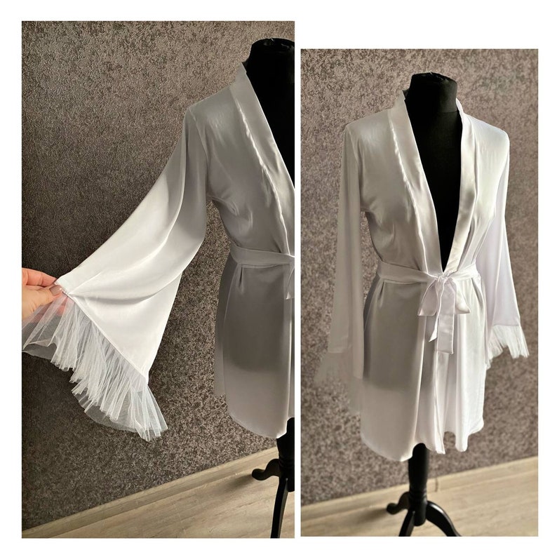 Ruffle Edge Bridal Robe Satin Ruffle Robe Ruffle Lace Robe - Etsy
