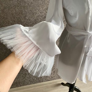 Ruffle Edge Bridal Robe Satin Ruffle Robe Ruffle Lace Robe Kimono ...