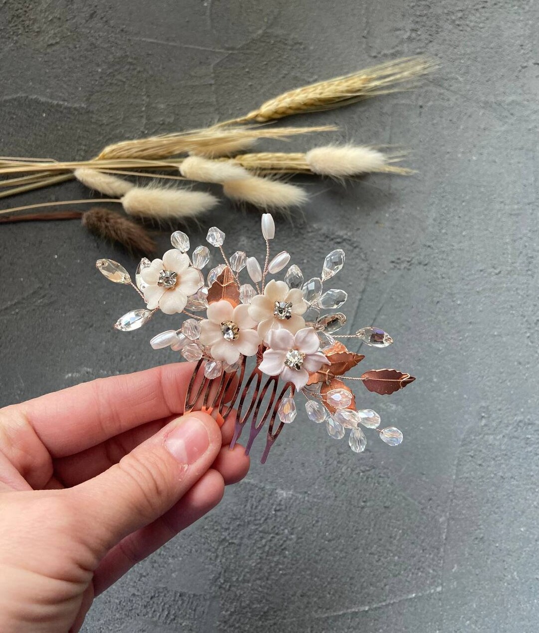 Bridal Floral Hair Comb Beach Wedding Hair Accessories - Etsy