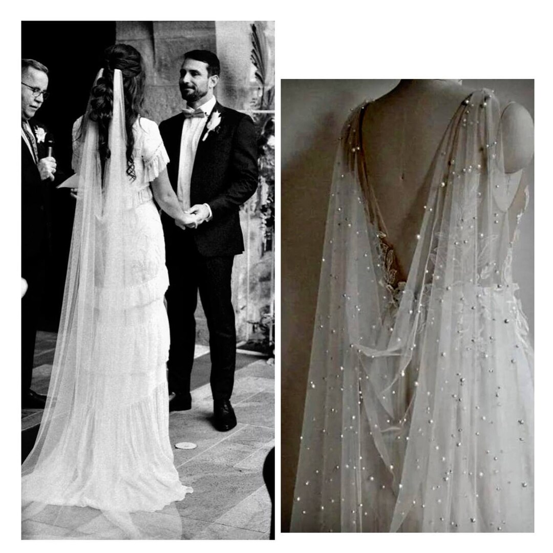 Pearl Bridal Cape Draped Bridal Cape Coverup Long Cathedral - Etsy