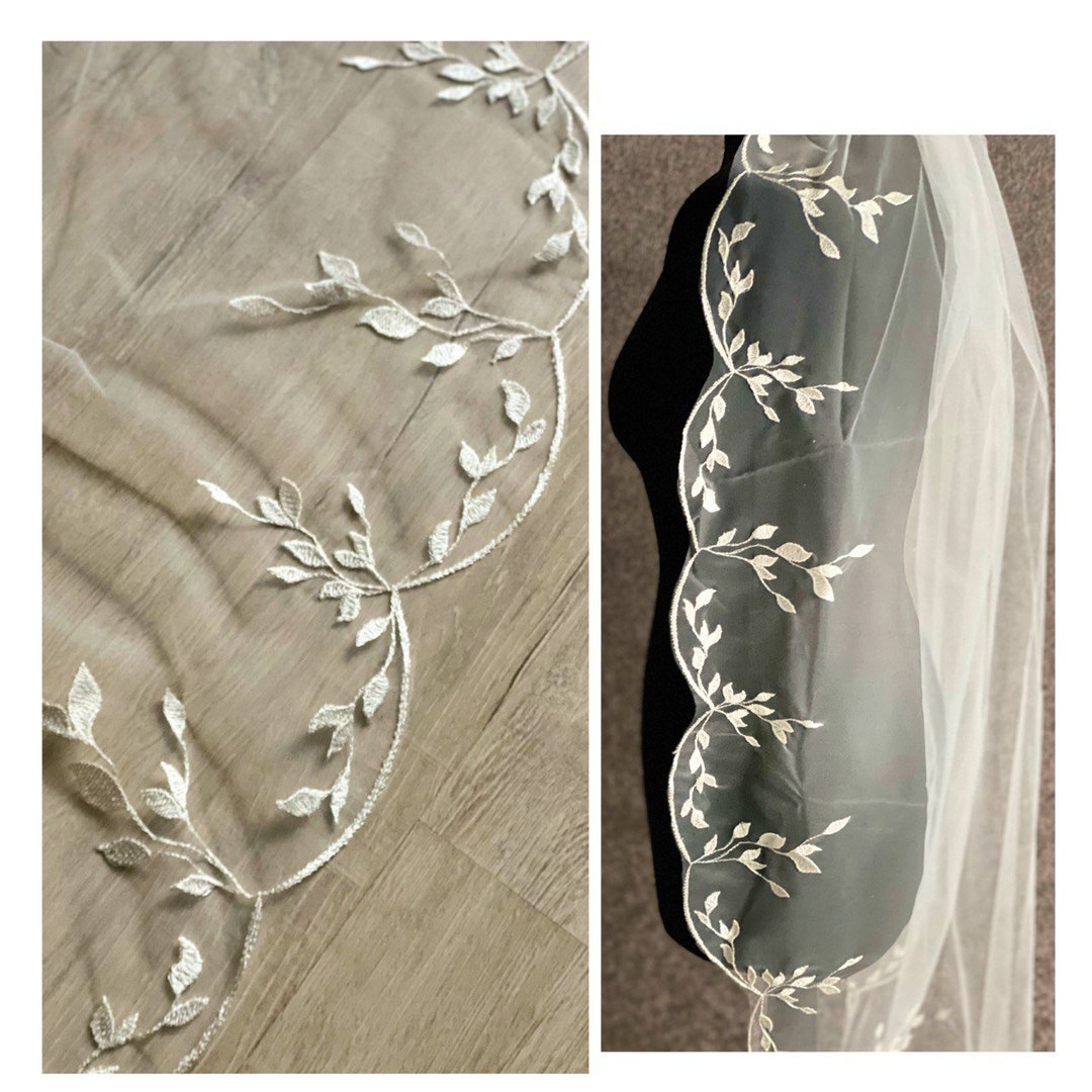 Leaf Edge Wedding Veil Boho Leaves Veil Embroidery 1tier - Etsy