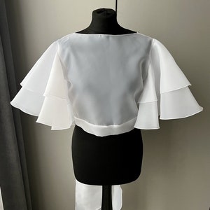 Organza Transparent Jacket Organza Wrap Puff Sleeve Shrug Bridal Cover ...