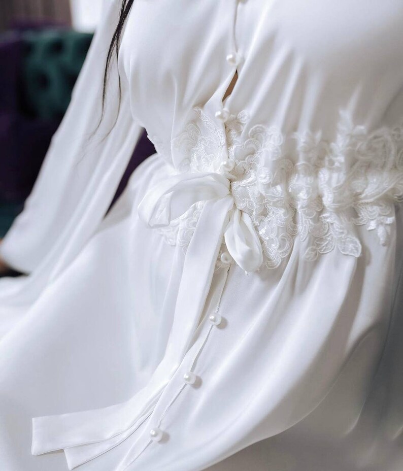 Bridal Robe With Wide Sleeves Satin Silk Boudoir Robe Bridesmaid Gift ...
