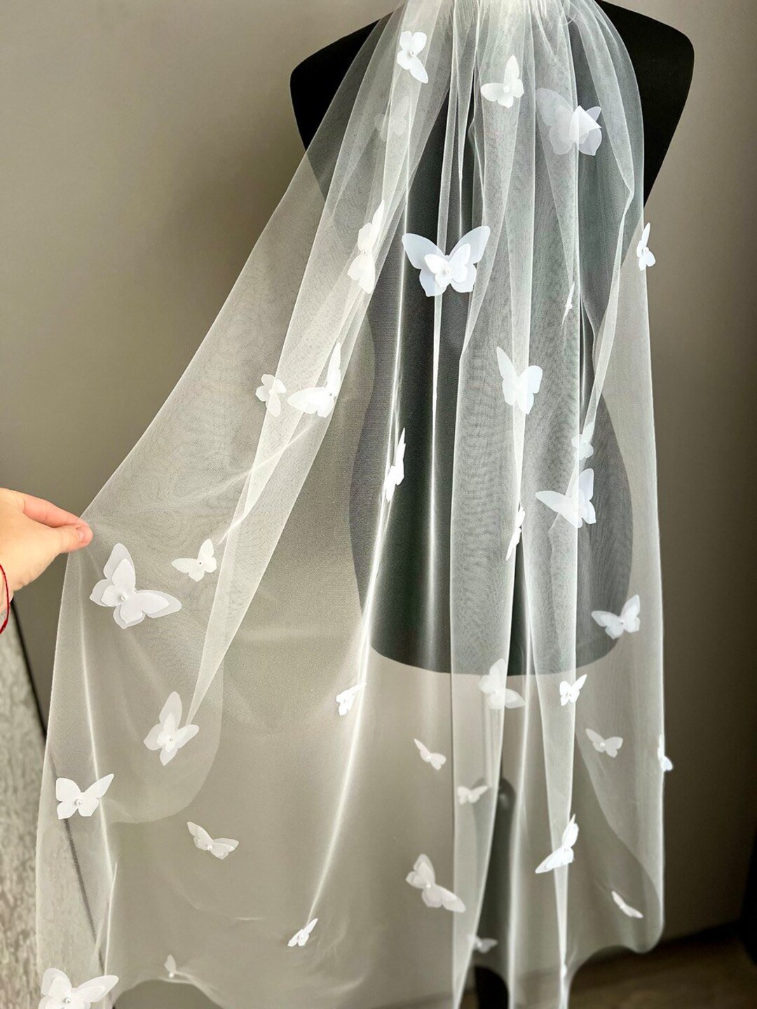 3D Butterfly Sparkle Veil Butterfly Lace Veil Dreamy Butterfly Wedding ...