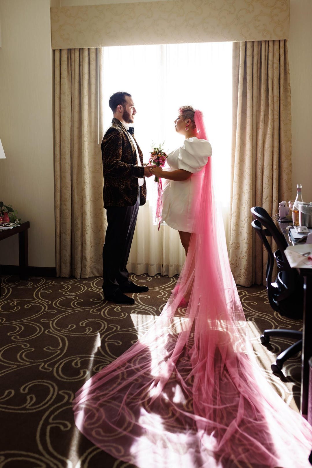 Bright Pink Hot Pink Veil Halloween Cosplay Veil Fuchsia Pink Bridal ...