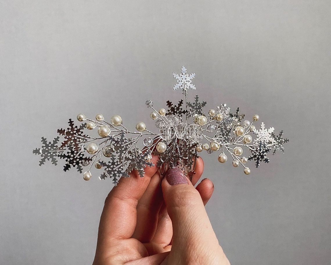Snowflake Hair Vine for Winter Wedding Hair Comb Snowflake | Etsy