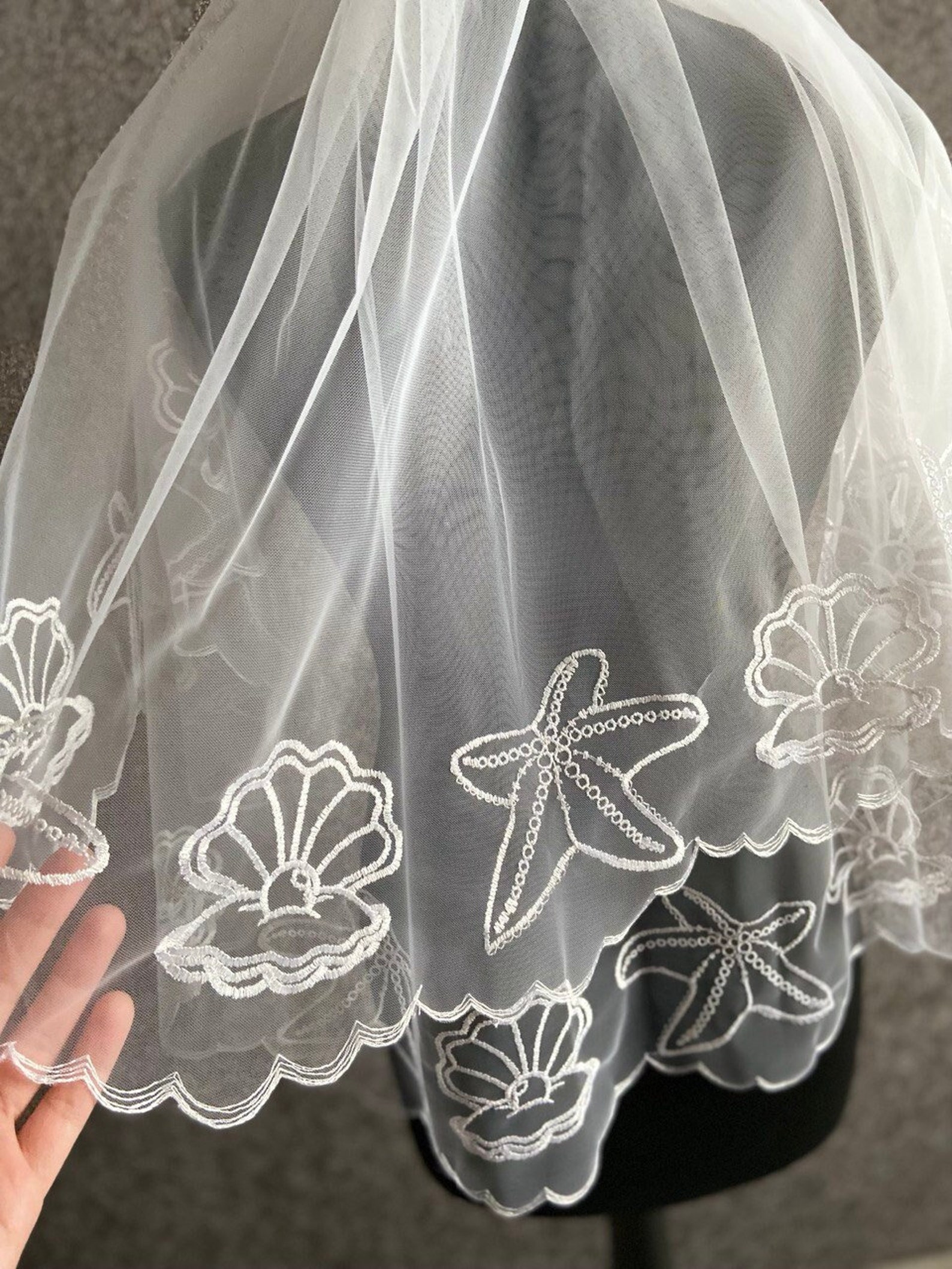 Beach Wedding Veil Sea Shell Veil With Starfish Simplicity - Etsy