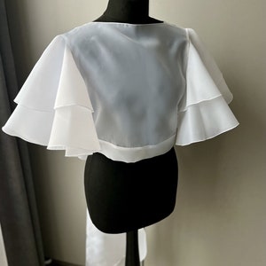 Organza Transparent Jacket Organza Wrap Puff Sleeve Shrug Bridal Cover ...