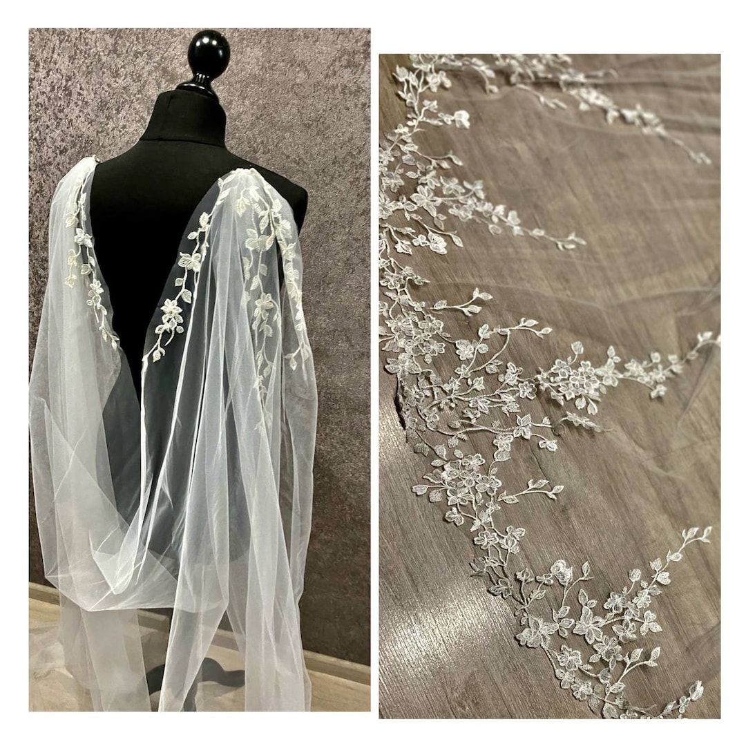 Flower Lace Wedding Cape Veil Bridal Cape Veil Chapel Cape Veil Drap ...