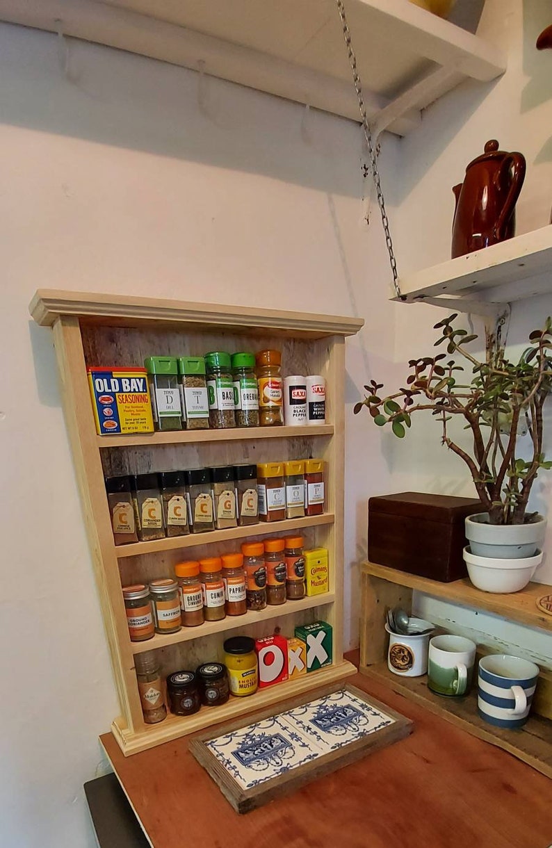 Rustic Wooden Spice Rack Display Shelf / Handmade / Reclaimed Pallet ...