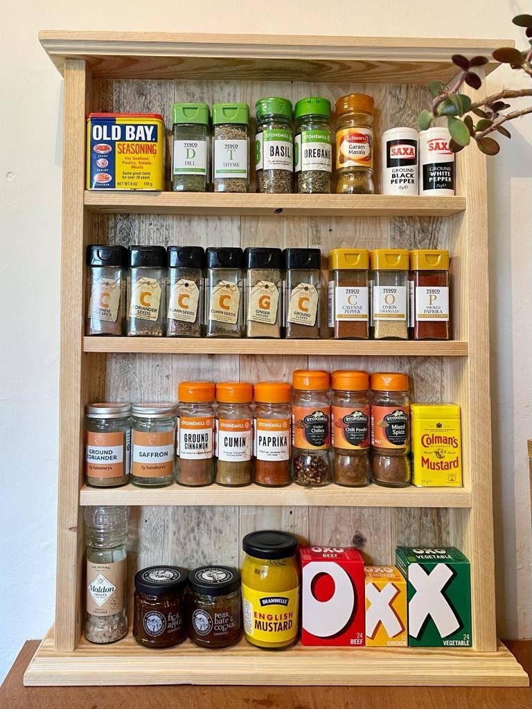 Rustic Wooden Spice Rack Display Shelf / Handmade / Reclaimed Pallet ...