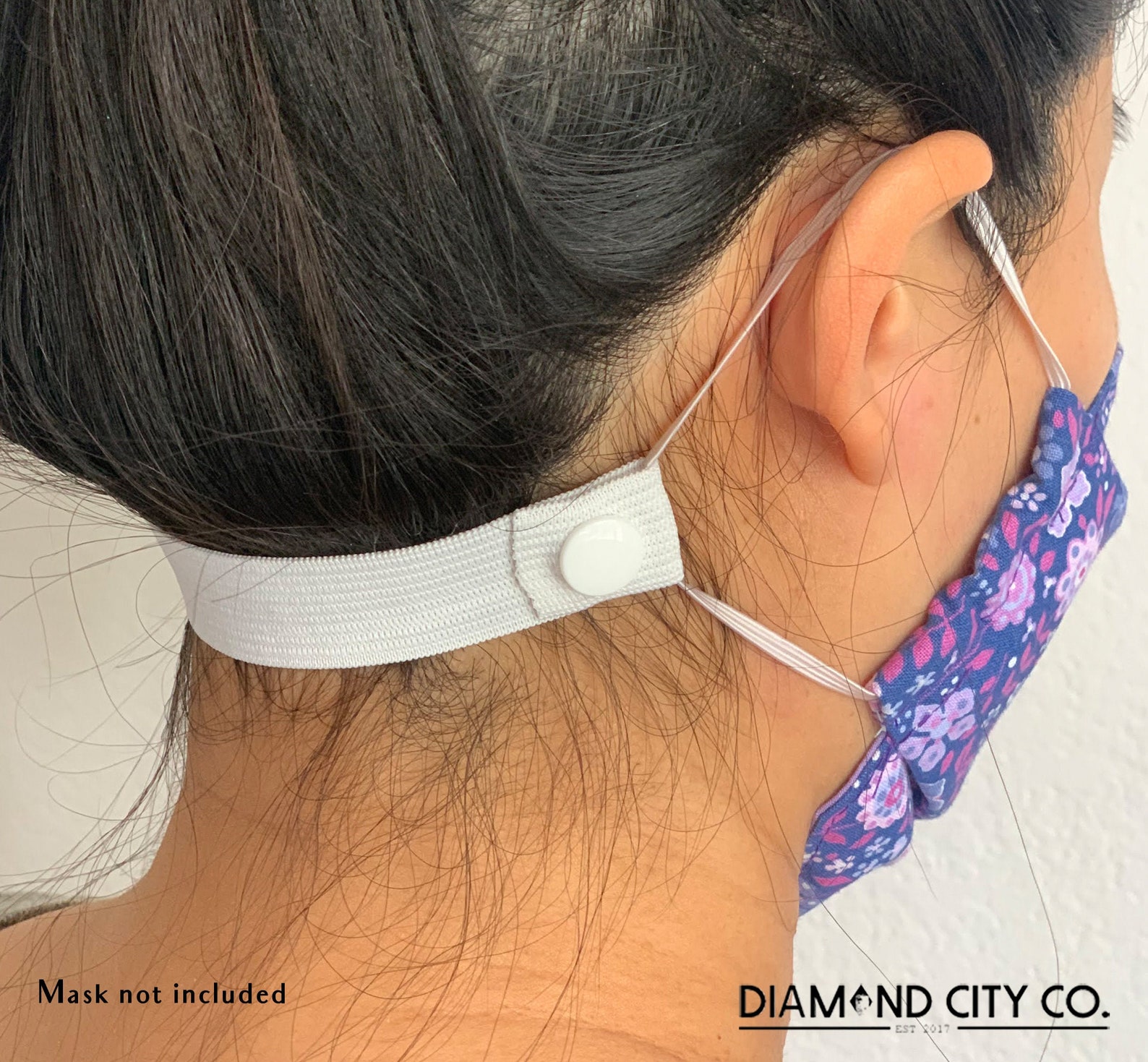 Black Snap on Elastic Face Mask Ear Savers Snap Face Mask | Etsy