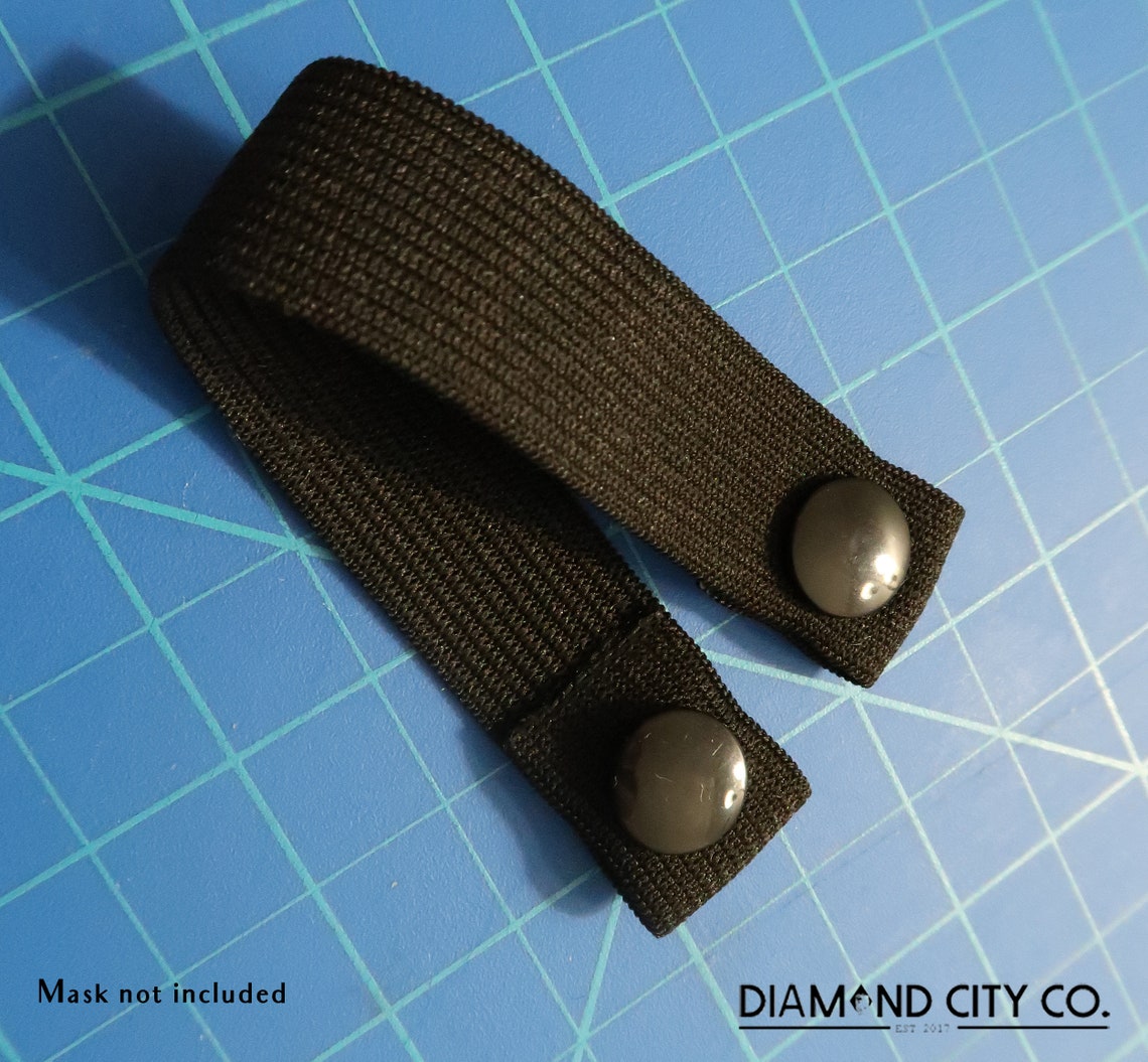 Black Snap on Elastic Face Mask Ear Savers Snap Face Mask | Etsy