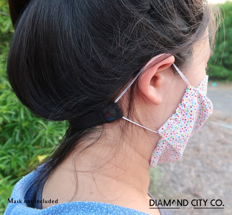 Black Elastic Face Mask Ear Savers Snap Face Mask Extender - Etsy