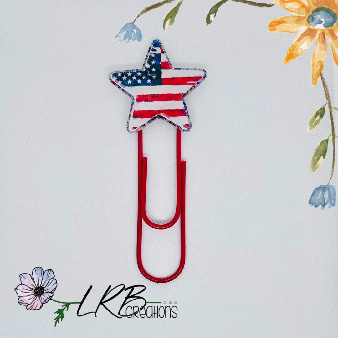 Distressed American Flag Star Jumbo Paperclip Bookmark Book Accessories ...
