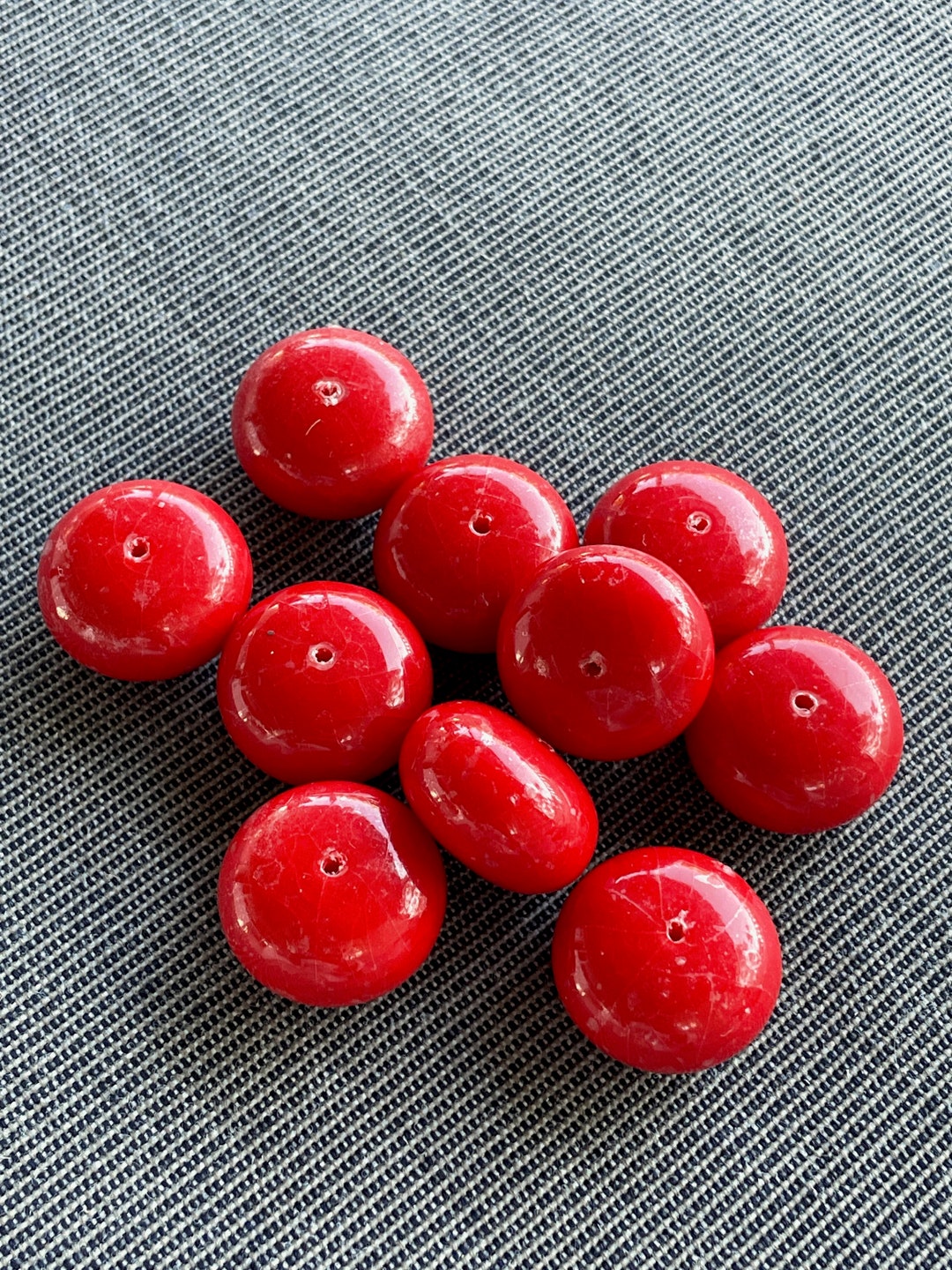 DESTASH LOT of Vintage Plastic Galalith Cherry Red Beads Large or Small ...