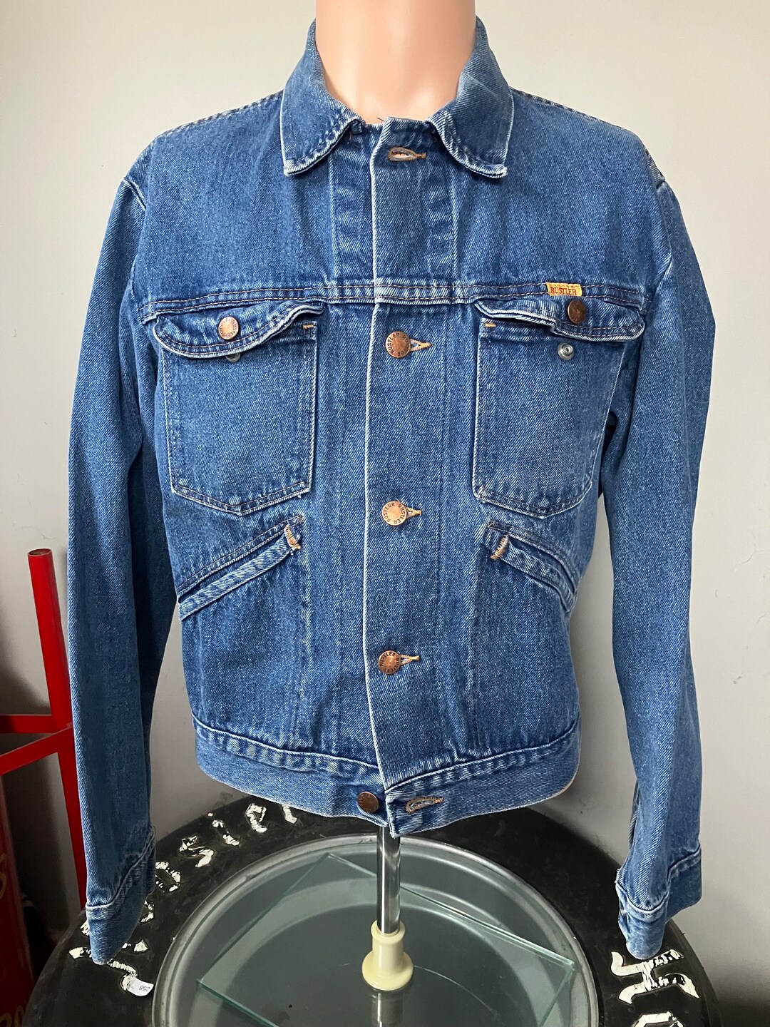 Vintage Rustler Denim Jacket L 80s - Etsy
