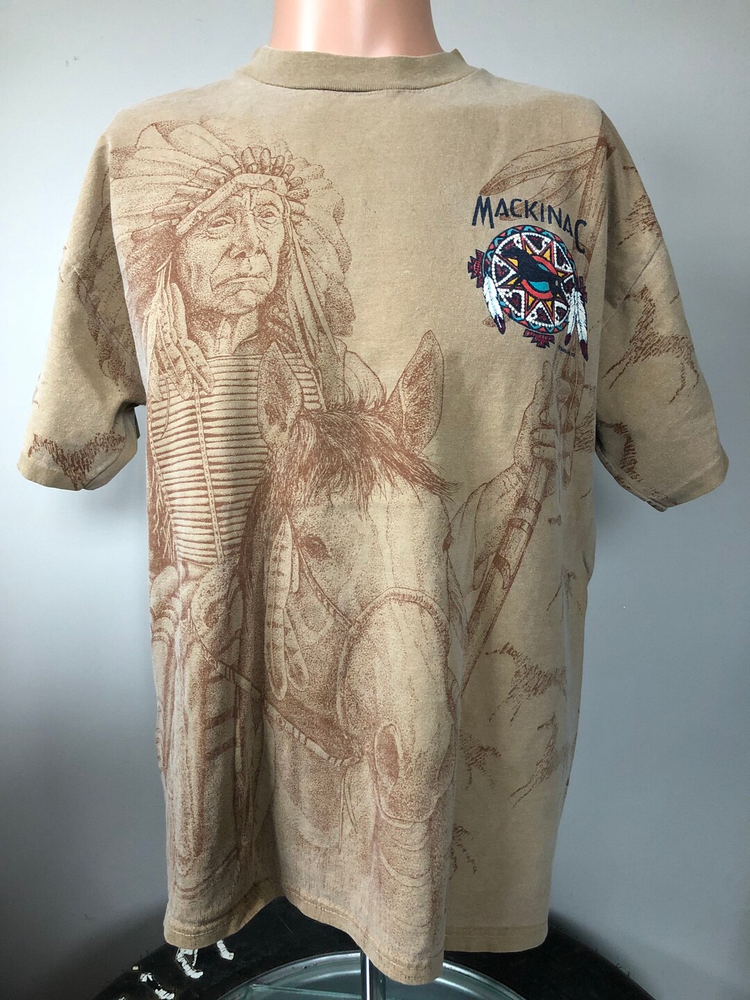 Mackinac Native American Dream Catcher All Over Print T-shirt L 90’s - Etsy