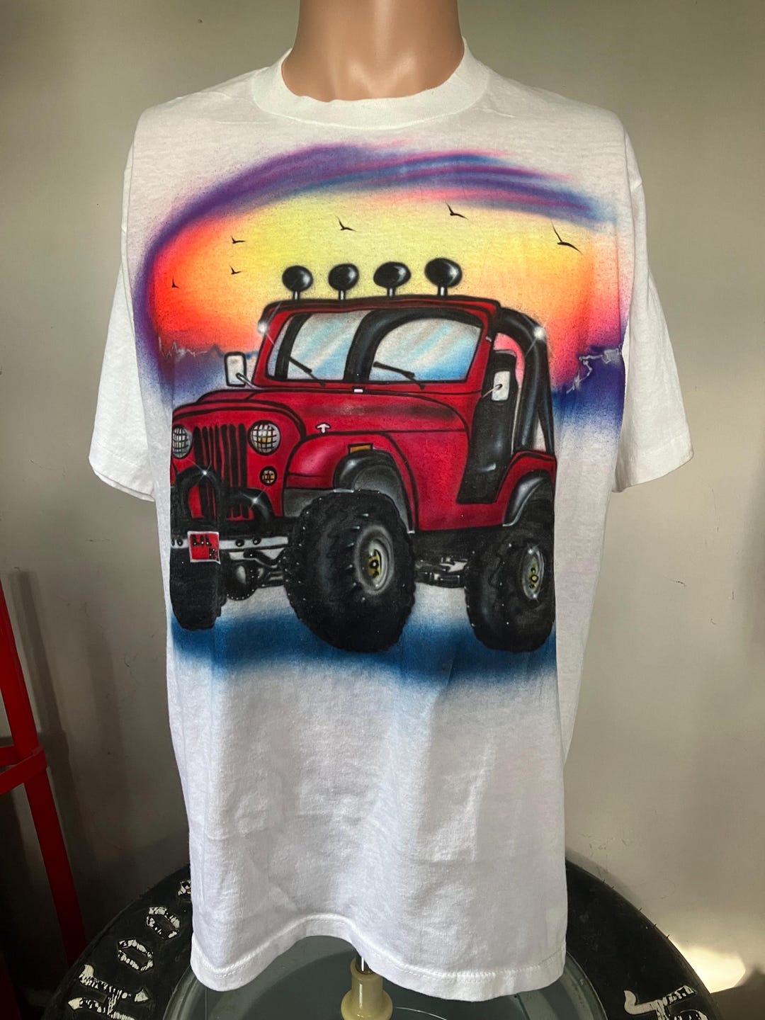 Rare Jeep CJ-7 13 Big Red Airbrushed T-shirt L 80's off Road - Etsy