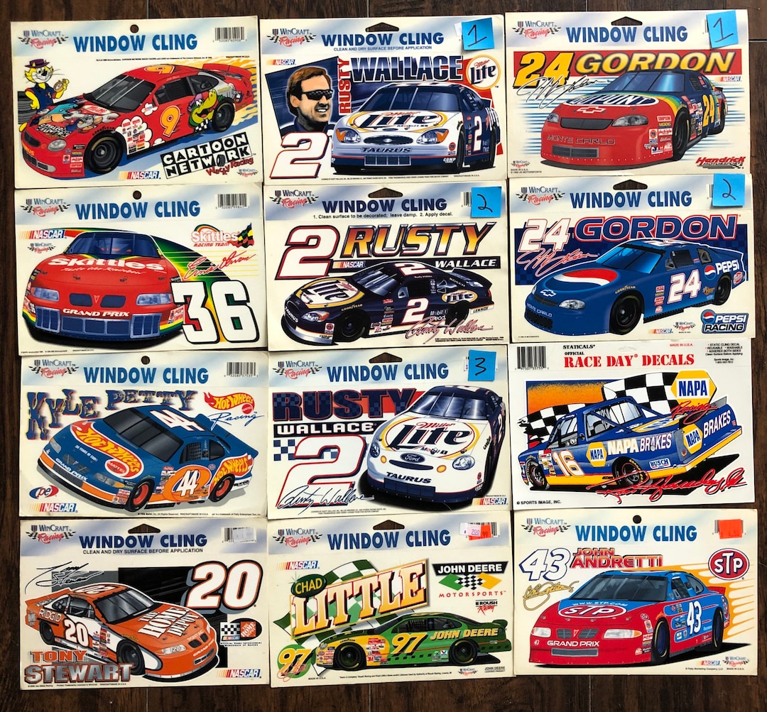 Vintage NASCAR Static Cling Decals 90s - Etsy