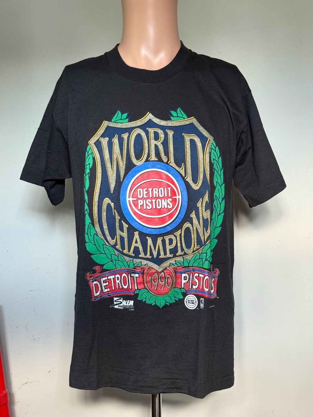 Detroit Pistons 1990 NBA Champs Crest T-shirt L 90’s Salem - Etsy