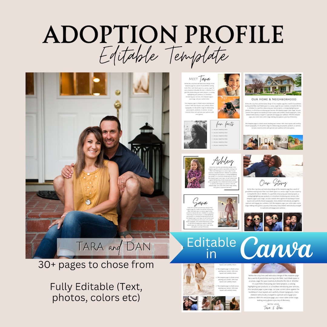 Fully Editable Adoption Profile Book Template Canva, Printable Adoption ...