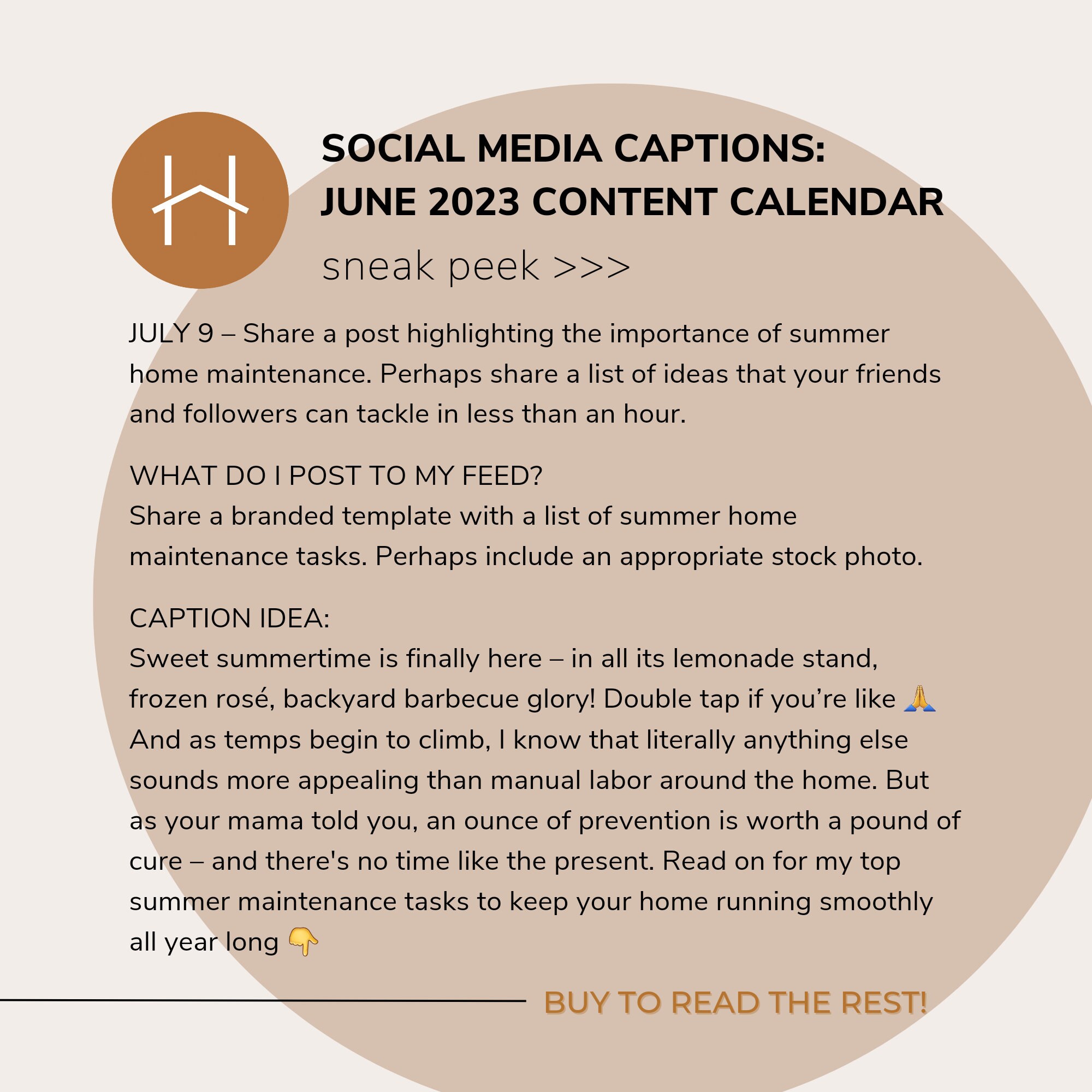 July 2023 Social Media Content Calendar & Pre-written Captions for Real ...