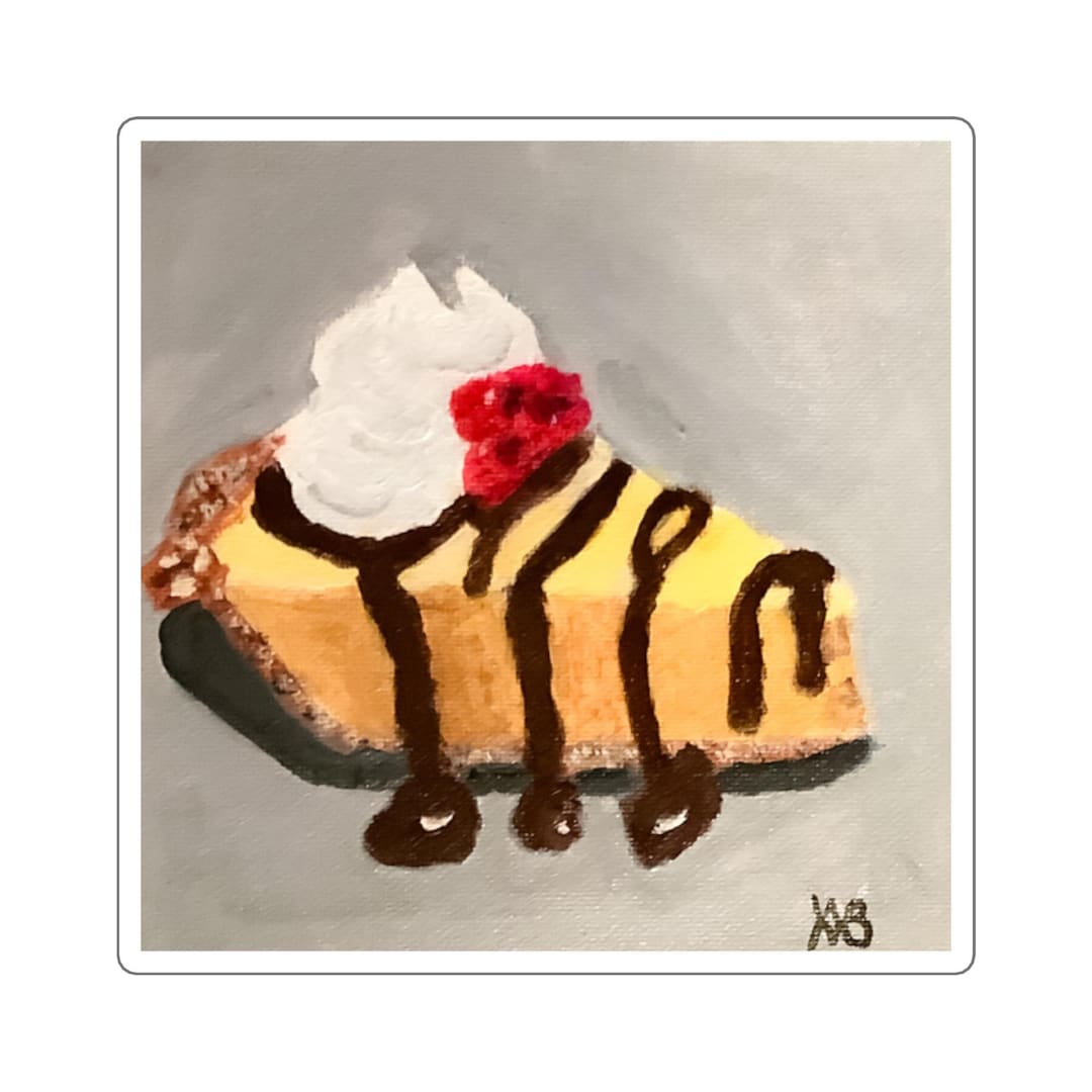 Cheesecake With Raspberries Art Print Square Sticker - Etsy