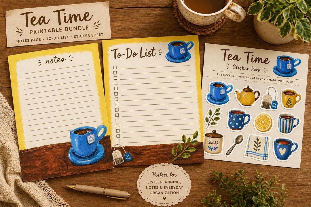 Tea Time Stationary Bundle Printable - Etsy