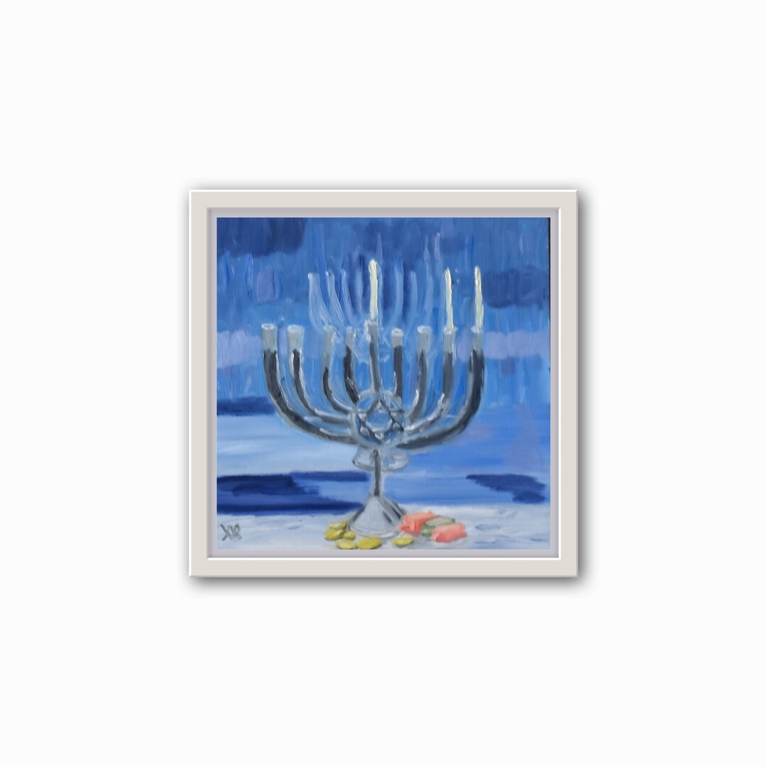 Hanukkah Menorah Original Oil Painting, Original Art, Wall Art, Home ...