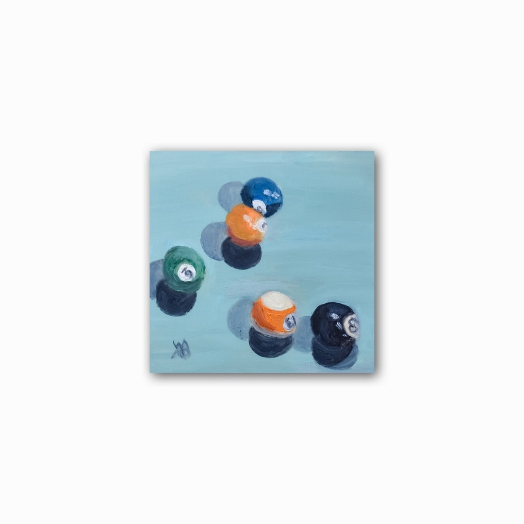 Billiard Balls Original Oil Painting, Original Art, Wall Art, Home ...