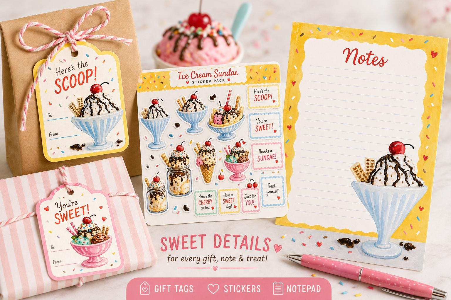 Ice Cream Sundae Printable Bundle - Etsy