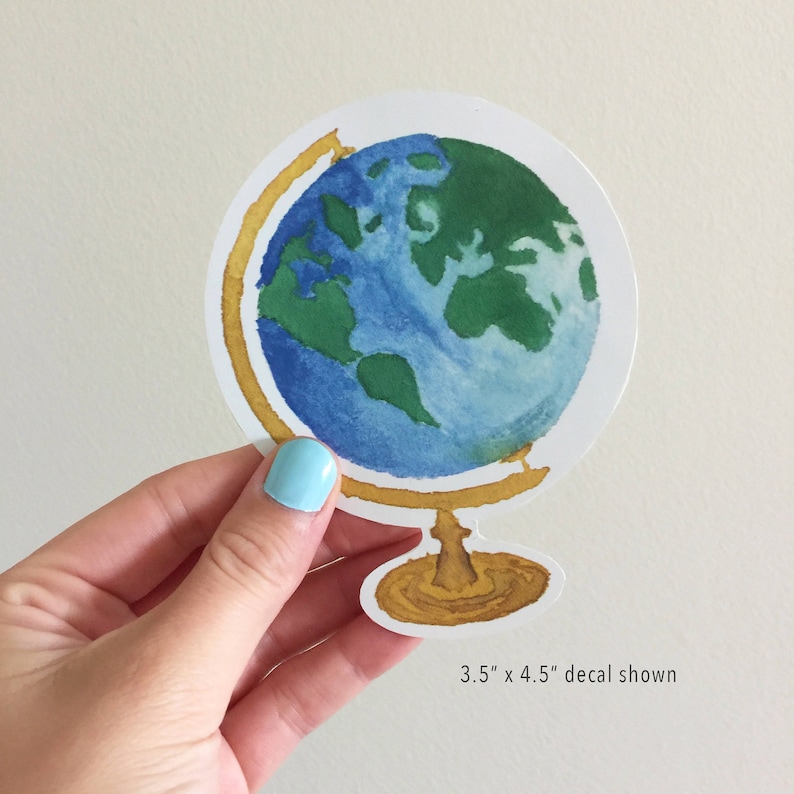 Globe Decal Globe Vinyl Sticker World Sticker Watercolor | Etsy