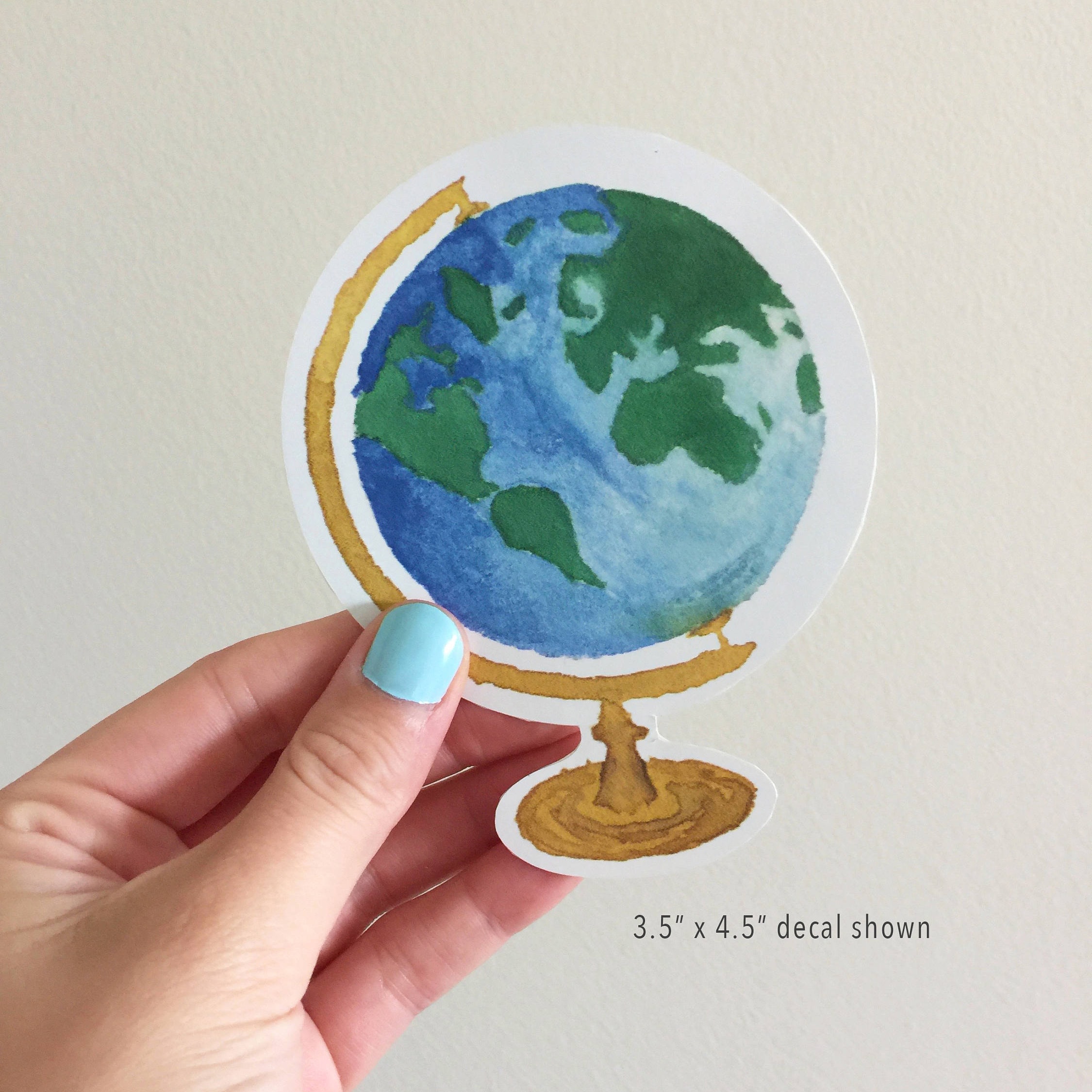 Globe Decal Globe Vinyl Sticker World Sticker Watercolor | Etsy