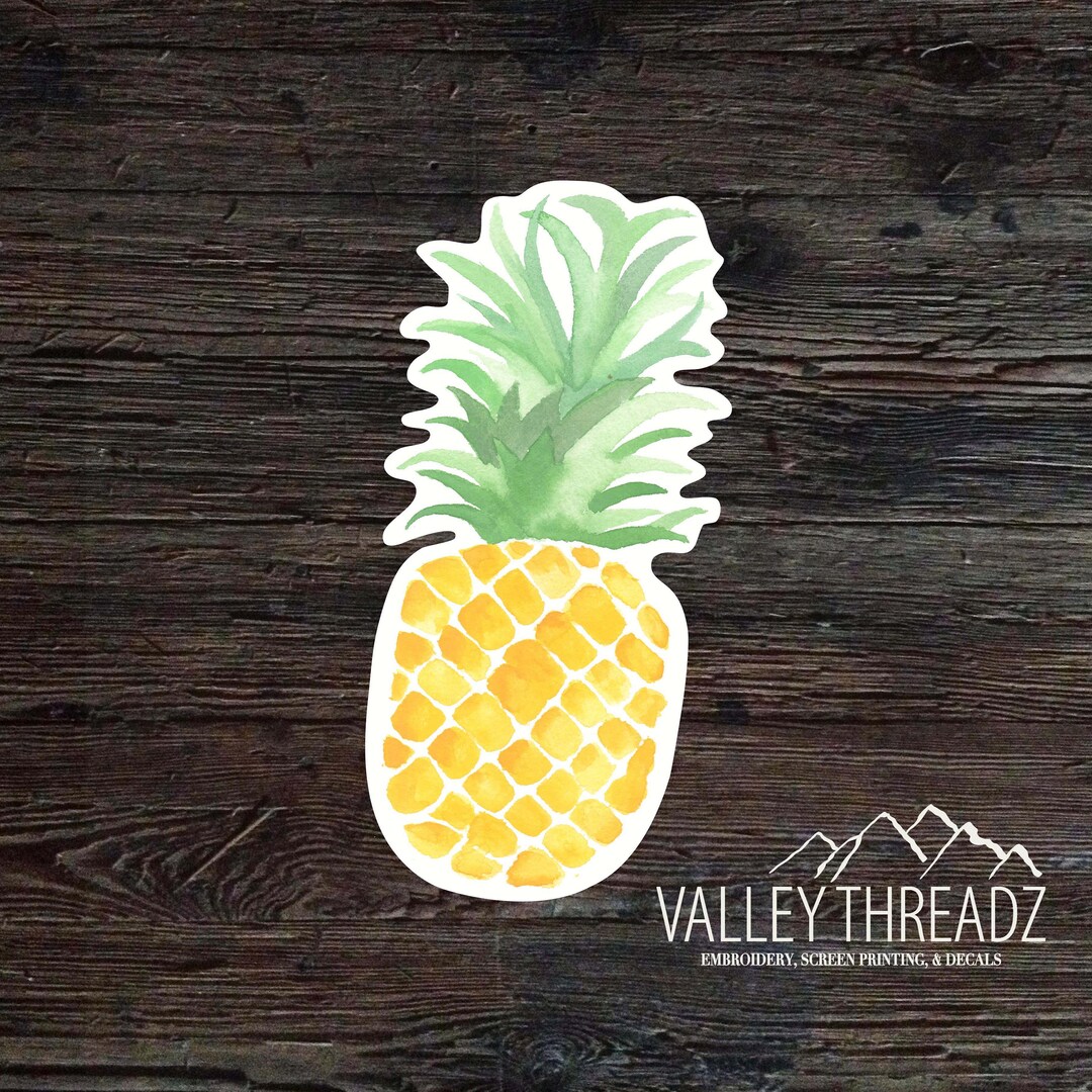 Pineapple Decal - Pineapple Vinyl Sticker - Watercolor Pineapple Decal ...