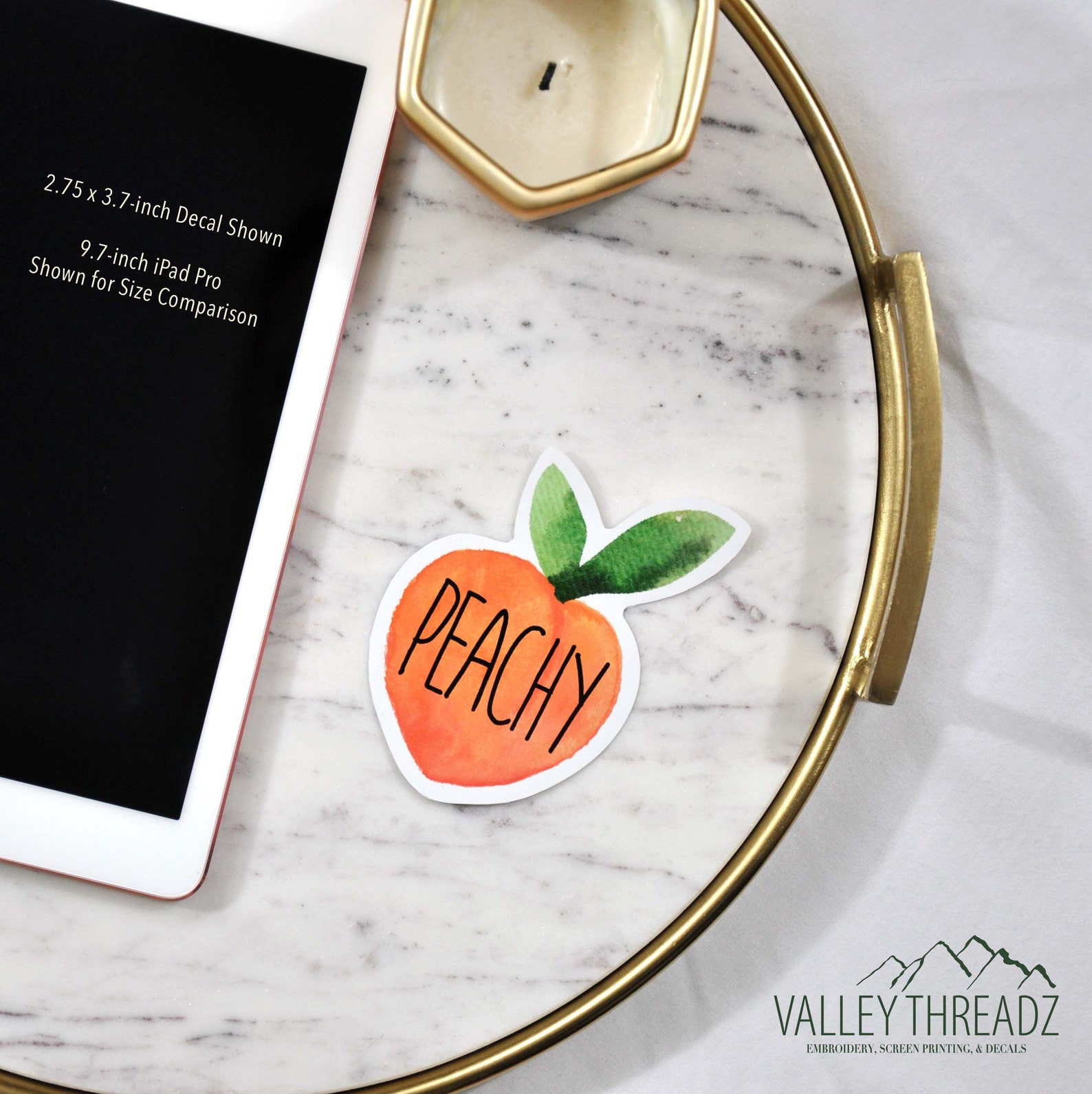 Peachy Decal - Peach Vinyl Sticker - Watercolor Peach Decal - Car ...