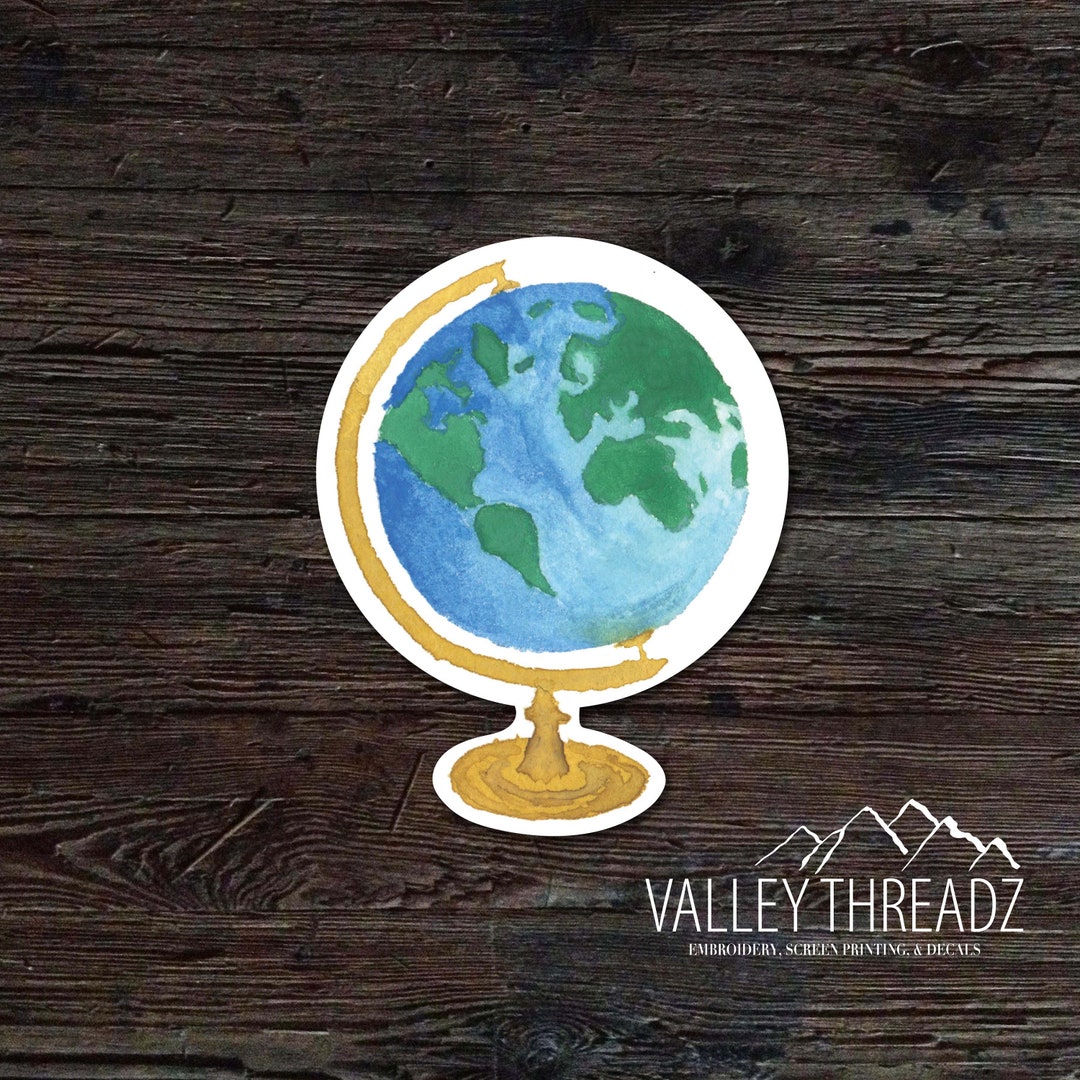 Globe Decal - Globe Vinyl Sticker - World Sticker - Watercolor Globe ...