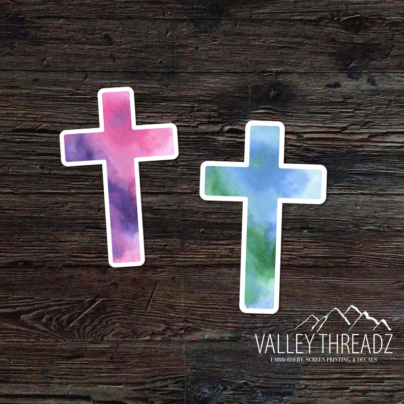 Cross Decal Cross Vinyl Sticker Watercolor Cross Decal - Etsy