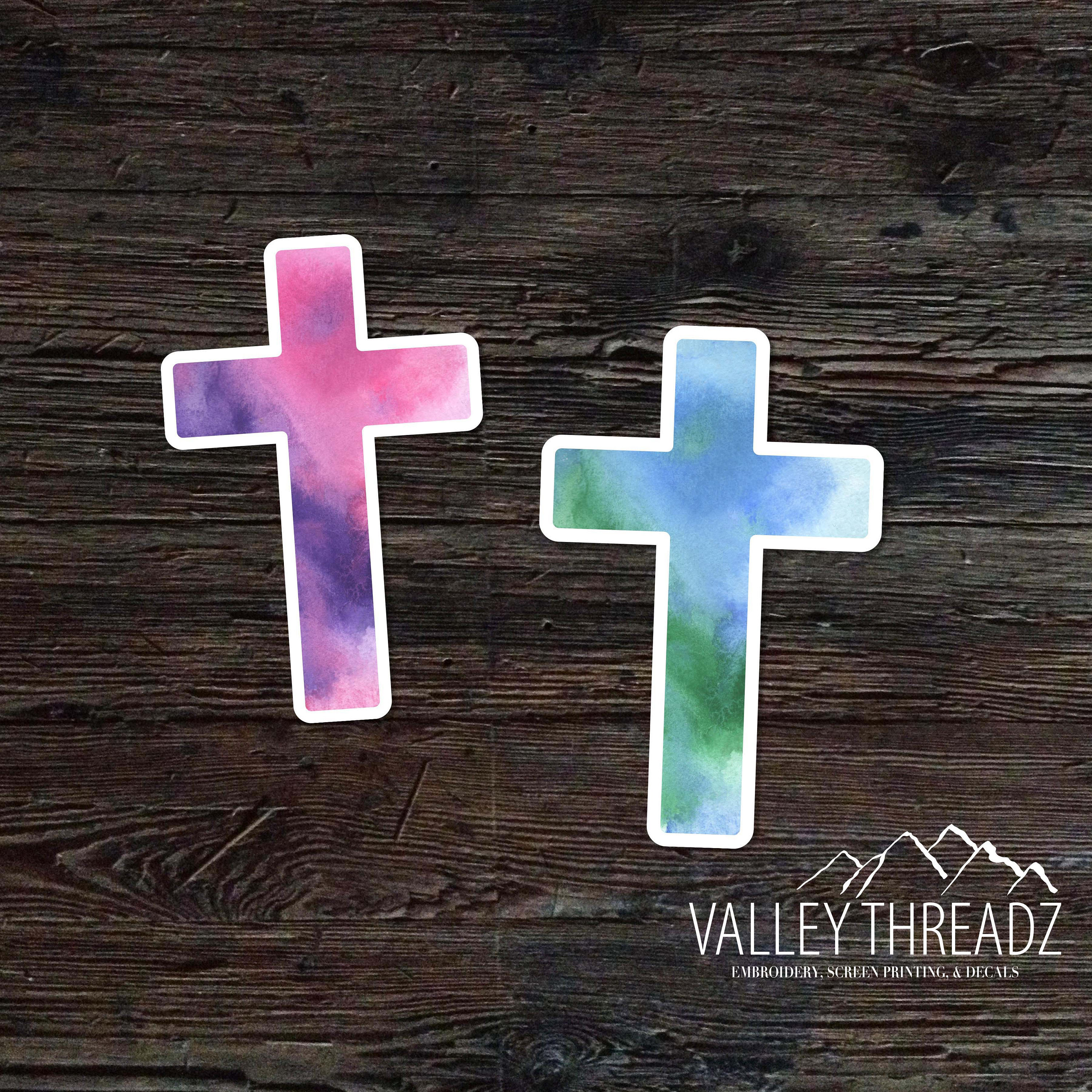 Cross Decal Cross Vinyl Sticker Watercolor Cross Decal - Etsy