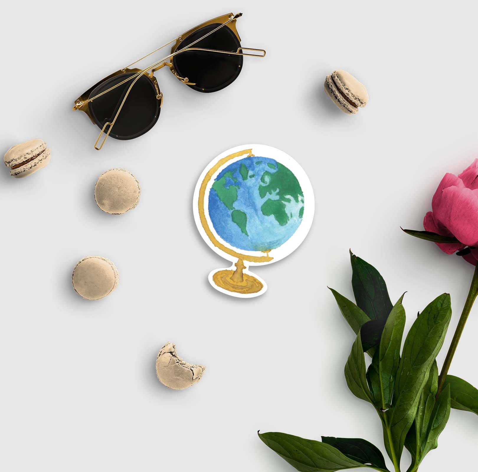 Globe Decal Globe Vinyl Sticker World Sticker Watercolor | Etsy