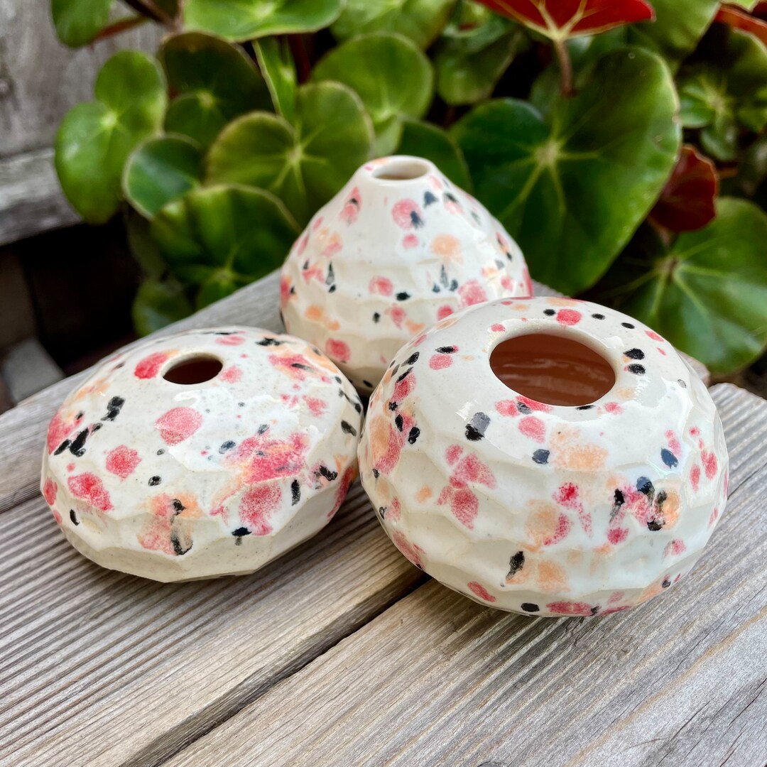 Positively Adorable Mini Vases - Happy Springtime Motif - Creamy White ...