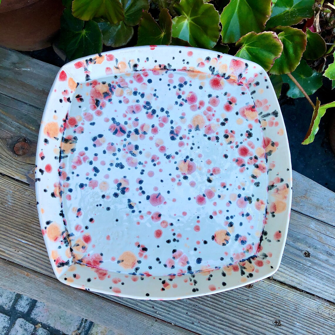 Ceramic Spring-like Platter Peaches and Strawberries in | Etsy