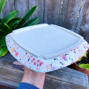 Ceramic Spring-like Platter Peaches and Strawberries in Cream 10 X 10 ...